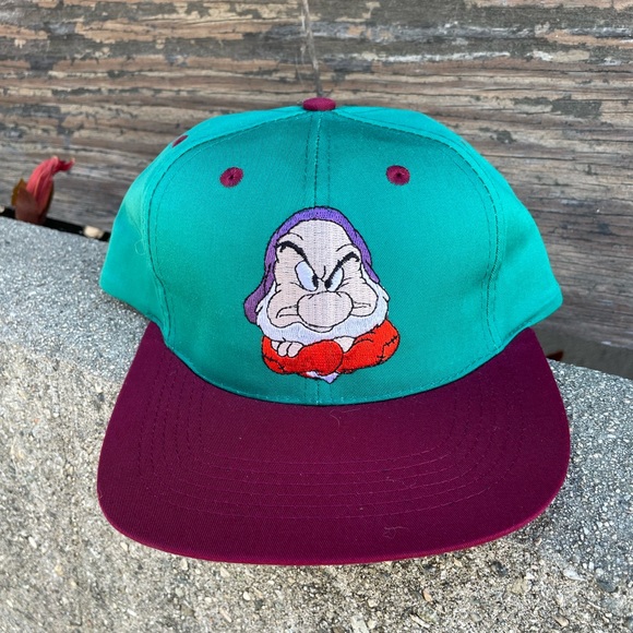 Disney | Accessories | Vintage 9s Disney Grumpy Big Head Snap Back Hat ...